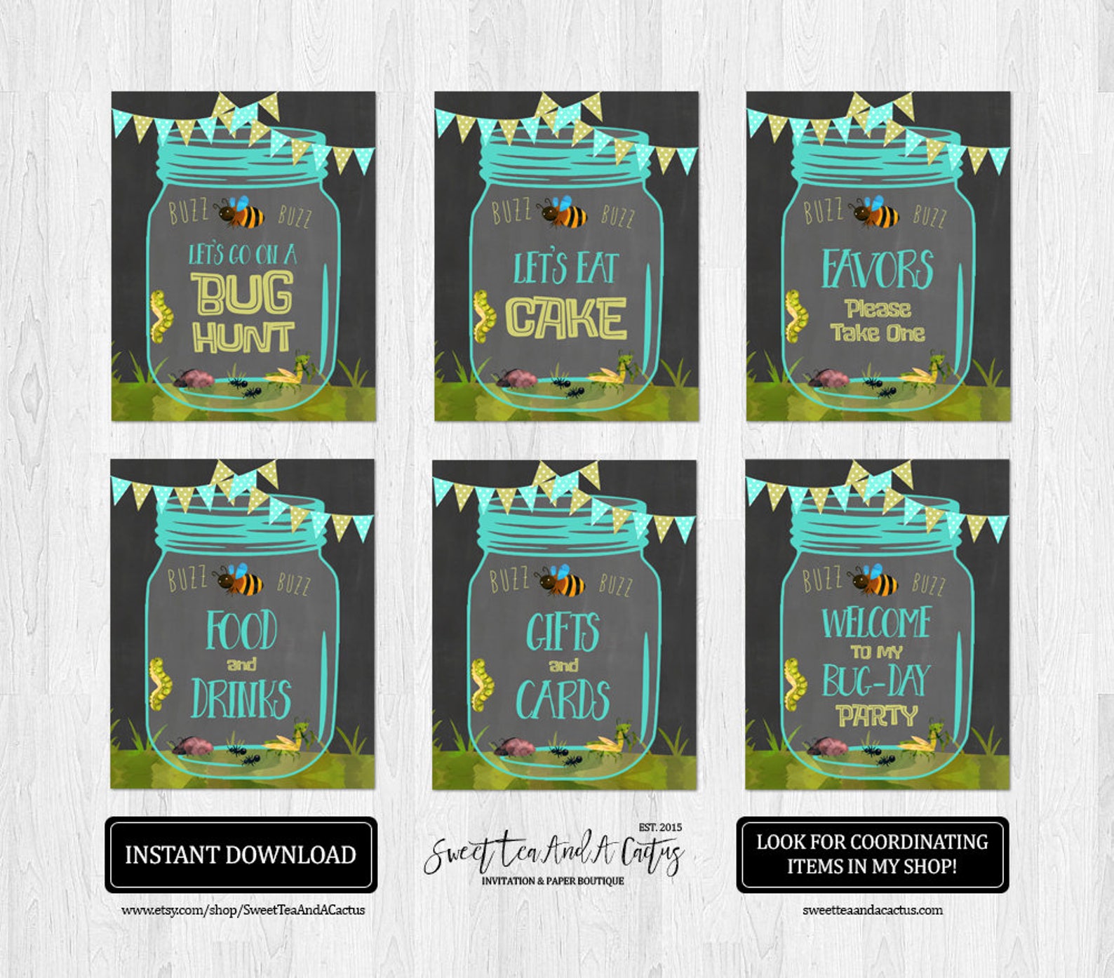 Bug Birthday Party Signs Boys Bug Hunt Printable Decor Instant | Etsy