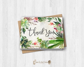 Rustic Cactus Thank You Card Southwestern Boho Printable Digital File ...
