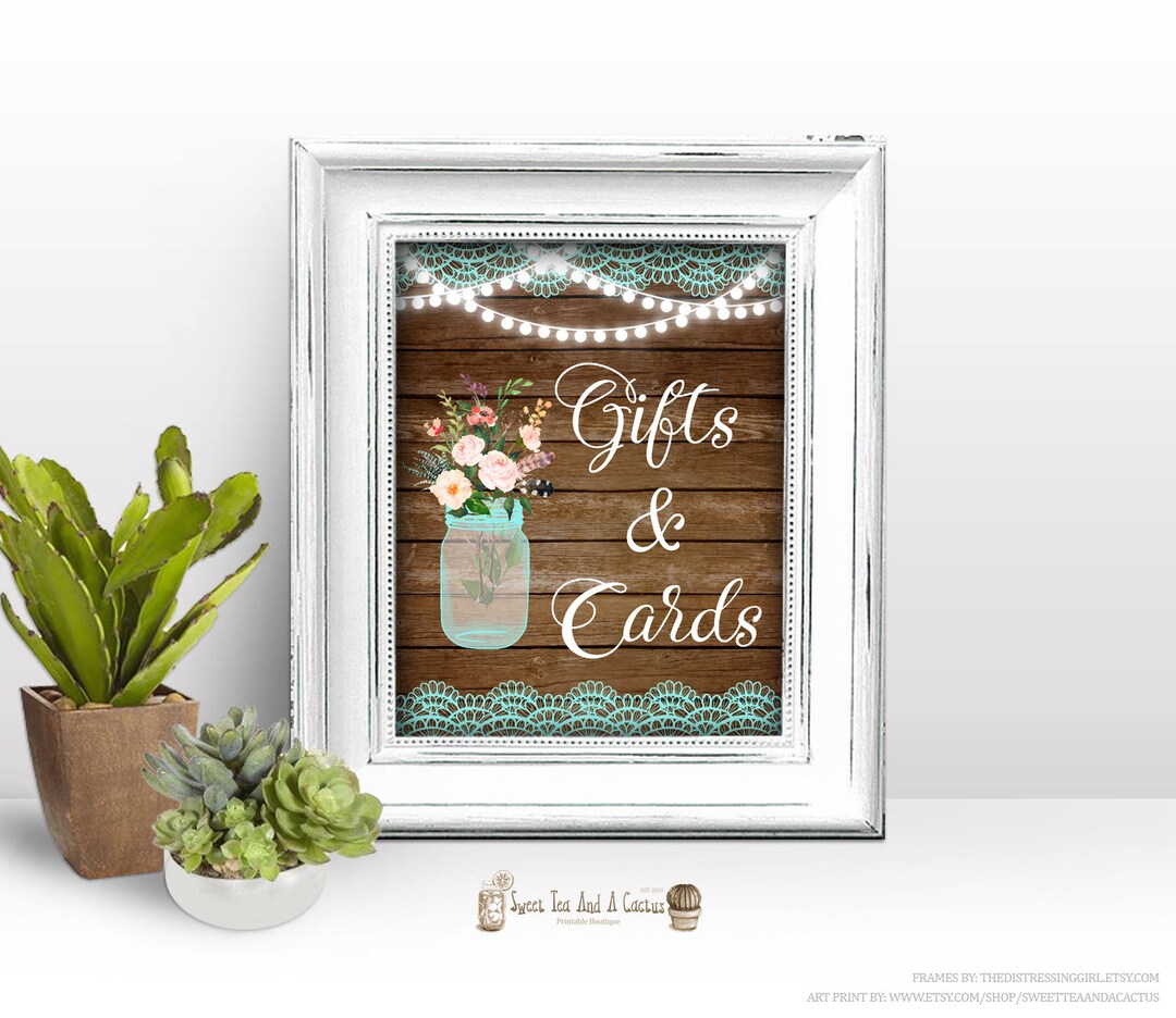 Rustic Barn Gifts and Cards Sign Floral Mason Jar Bridal Shower Wedding ...