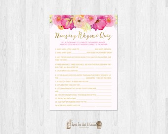 Pink Gold Baby Shower Games Nursery Rhyme Quiz Printable - Etsy