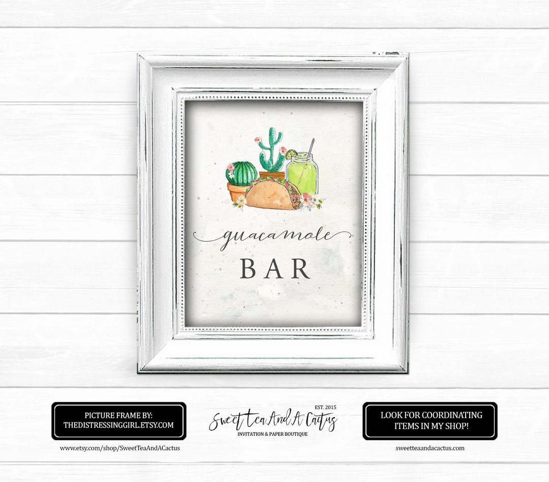 Guacamole Bar Sign - Taco Fiesta Southwestern Decor - Table Food Sign ...