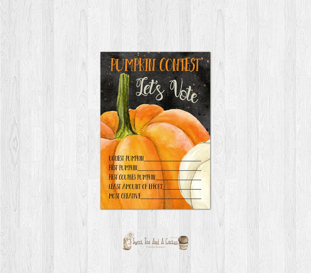 Pumpkin Carving Contest Vote Card Best Design Card Fall Autumn Harvest ...