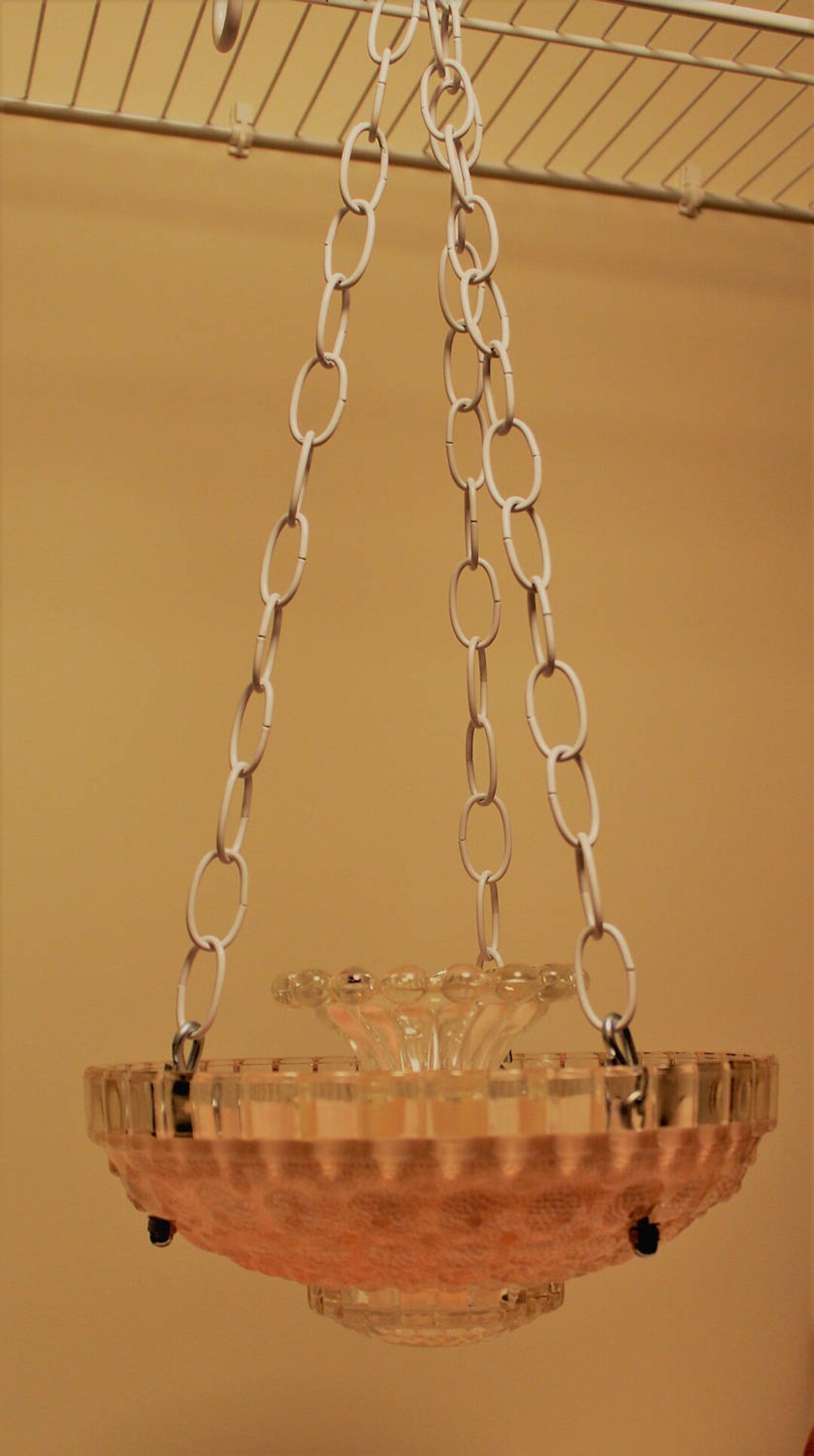 Vintage Glass Lampshade Hanging Birdfeeder/planter....tiny Bubbles - Etsy