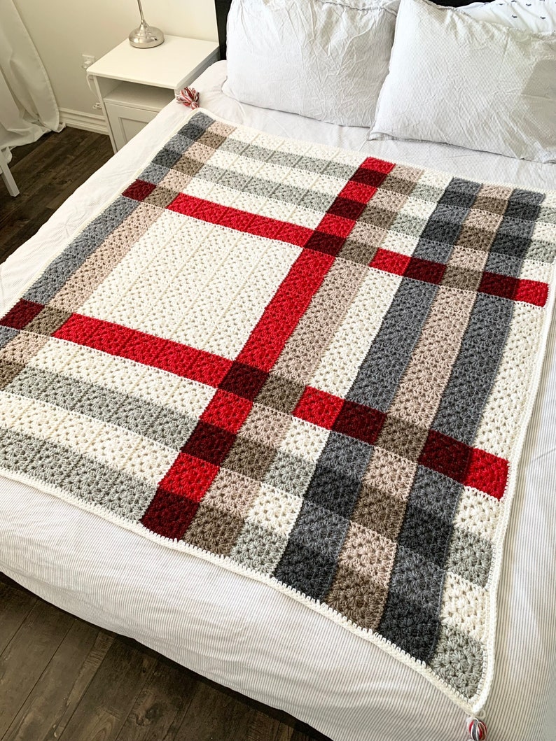 CROCHET PATTERN & VIDEO | Winter Plaid Crochet Blanket, Classic Granny ...