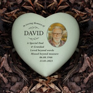 Dedicated in Loving Memory Memorial Resin Heart Photo Upload Memorial ...