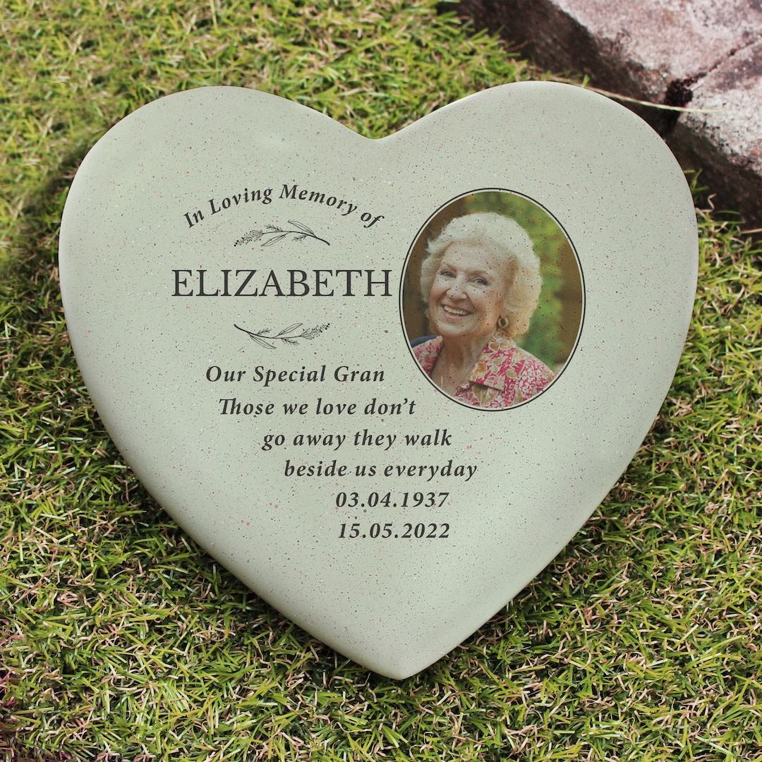 Dedicated in Loving Memory Memorial Resin Heart Photo Upload Memorial ...