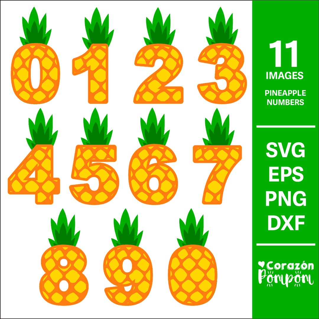 Pineapple Numbers SVG Bundle Tropical Fruit Digital Download for ...
