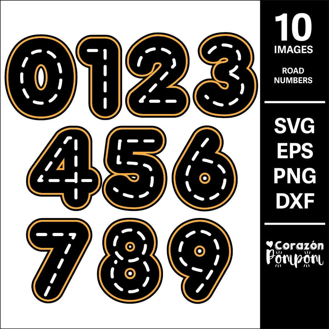 Road Layered Numbers SVG Bundle for Cricut and Silhouette Crafts - Etsy