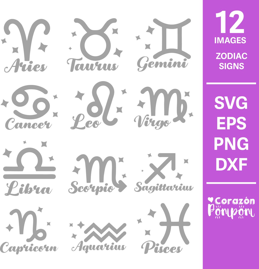 Star Signs SVG, Astrological Signs, Zodiac SVG, Zodiac SVG Files ...