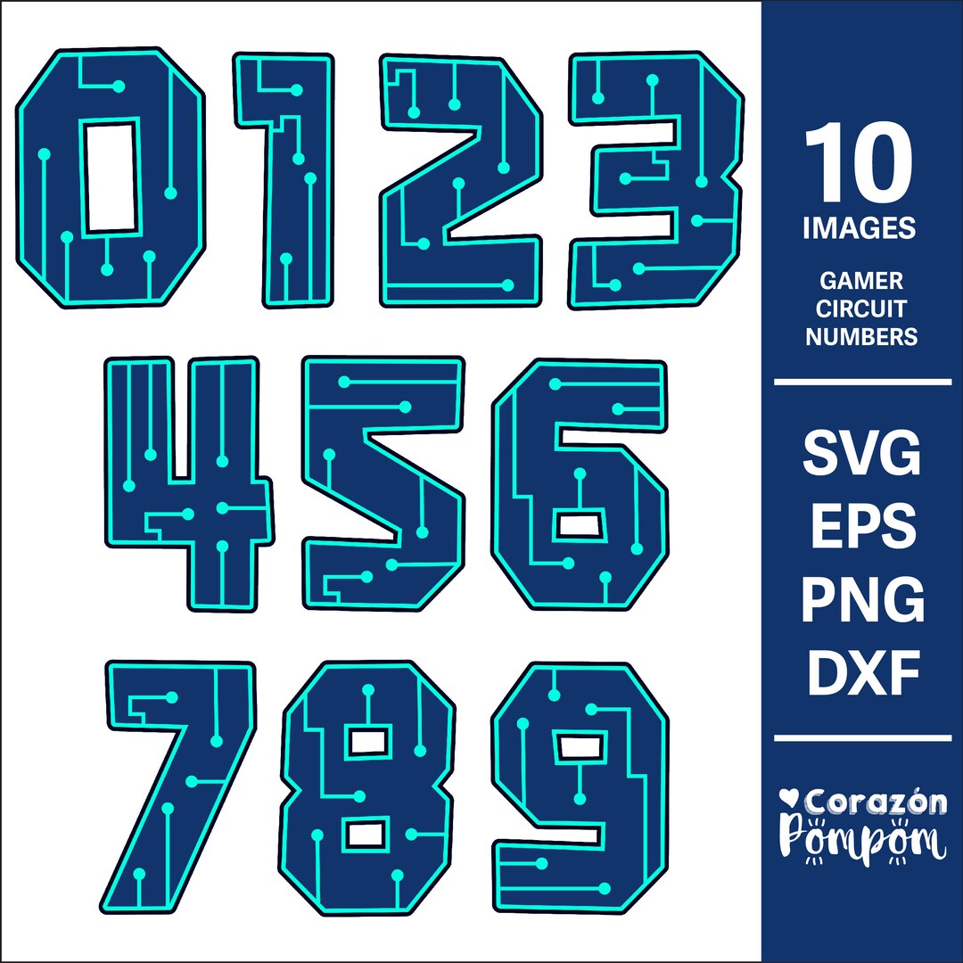 Gamer Circuit Numbers Bundle Gamer SVG Gamer Cake Topper - Etsy