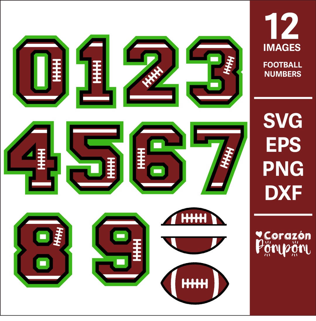 American Football Numbers SVG Bundle | Sports Number Cut Files | DIY ...