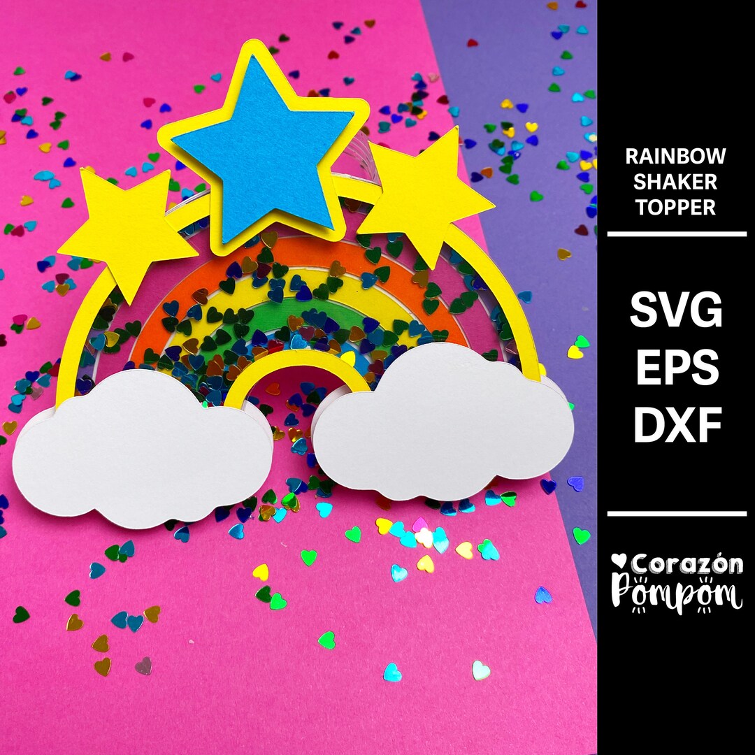 Rainbow Shaker Cake Topper SVG Cut Files, Cake Topper, Rainbow Topper ...