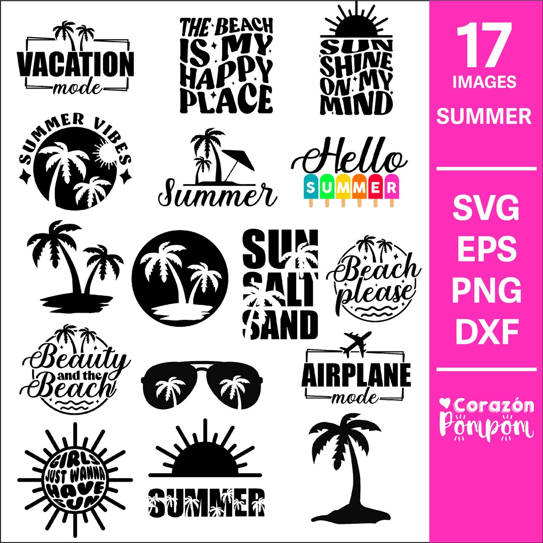 Summer Beach SVG Bundle: Tropical Cut Files (digital Download) - Etsy