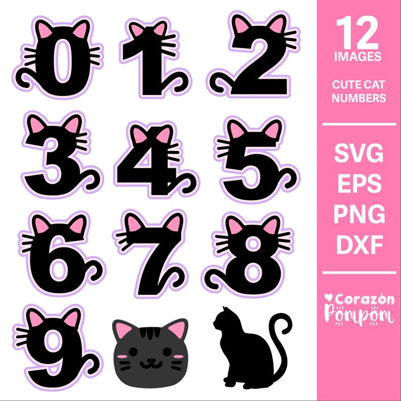 Cat Numbers Cake Topper SVG Bundle | Birthday Cut Files (digital ...