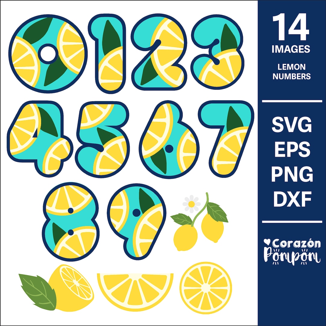 Lemon Numbers SVG Bundle Citrus Number Cut Files Summer Party Decor ...