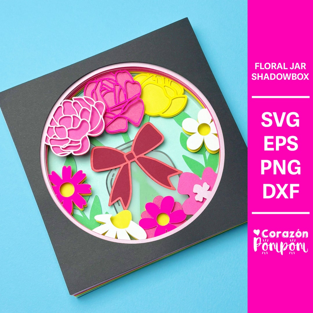 Floral Jar Shadowbox SVG | Digital Download for DIY Crafting and Home ...