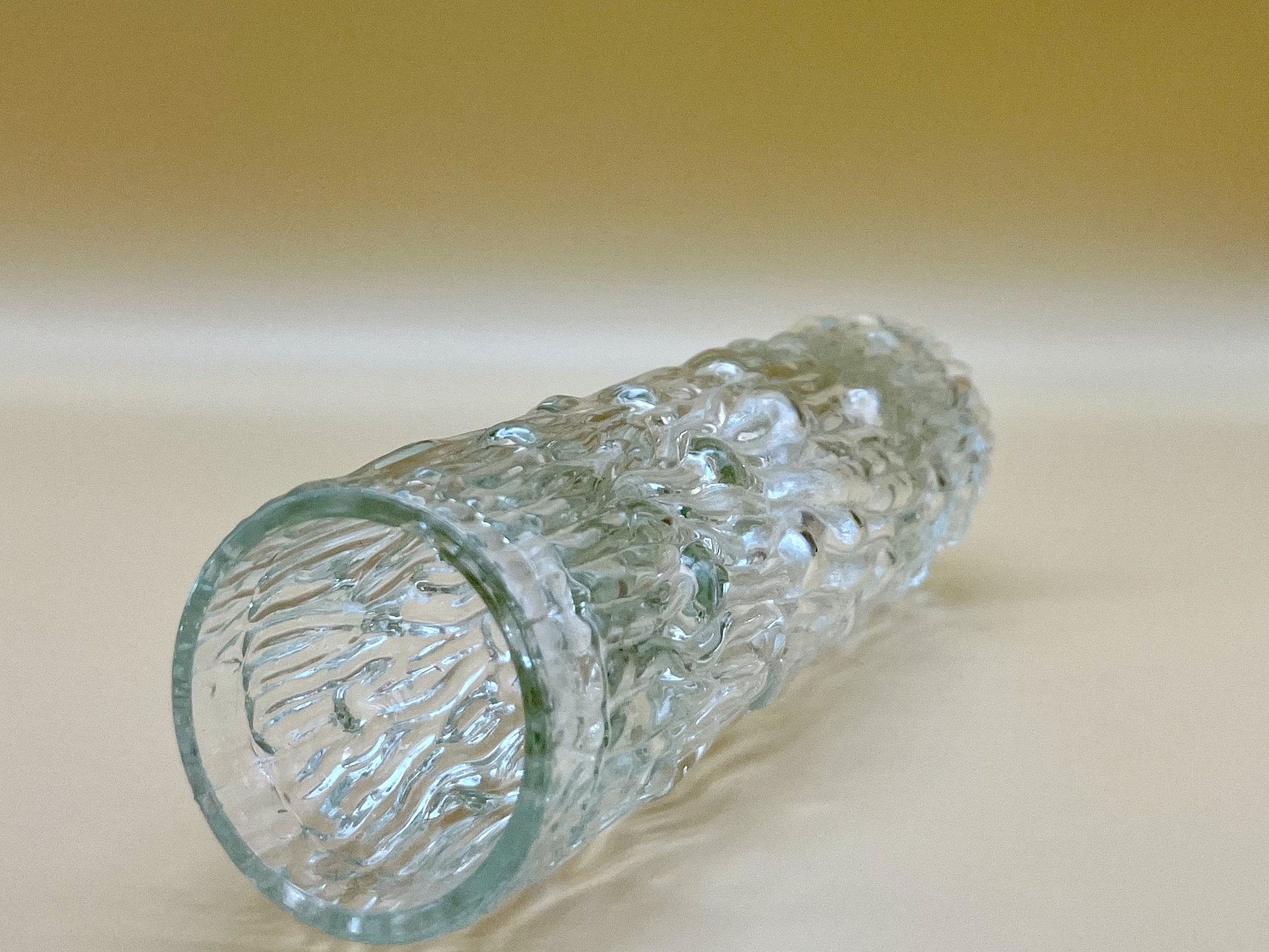 Vintage Bark Textured Clear Glass Vase / Ravenhead or Whitefriars ...