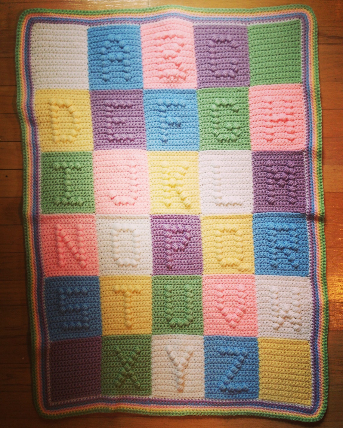 Crochet Alphabet Baby Afghan Hand Made Multi-colored and Gender Neutral ...