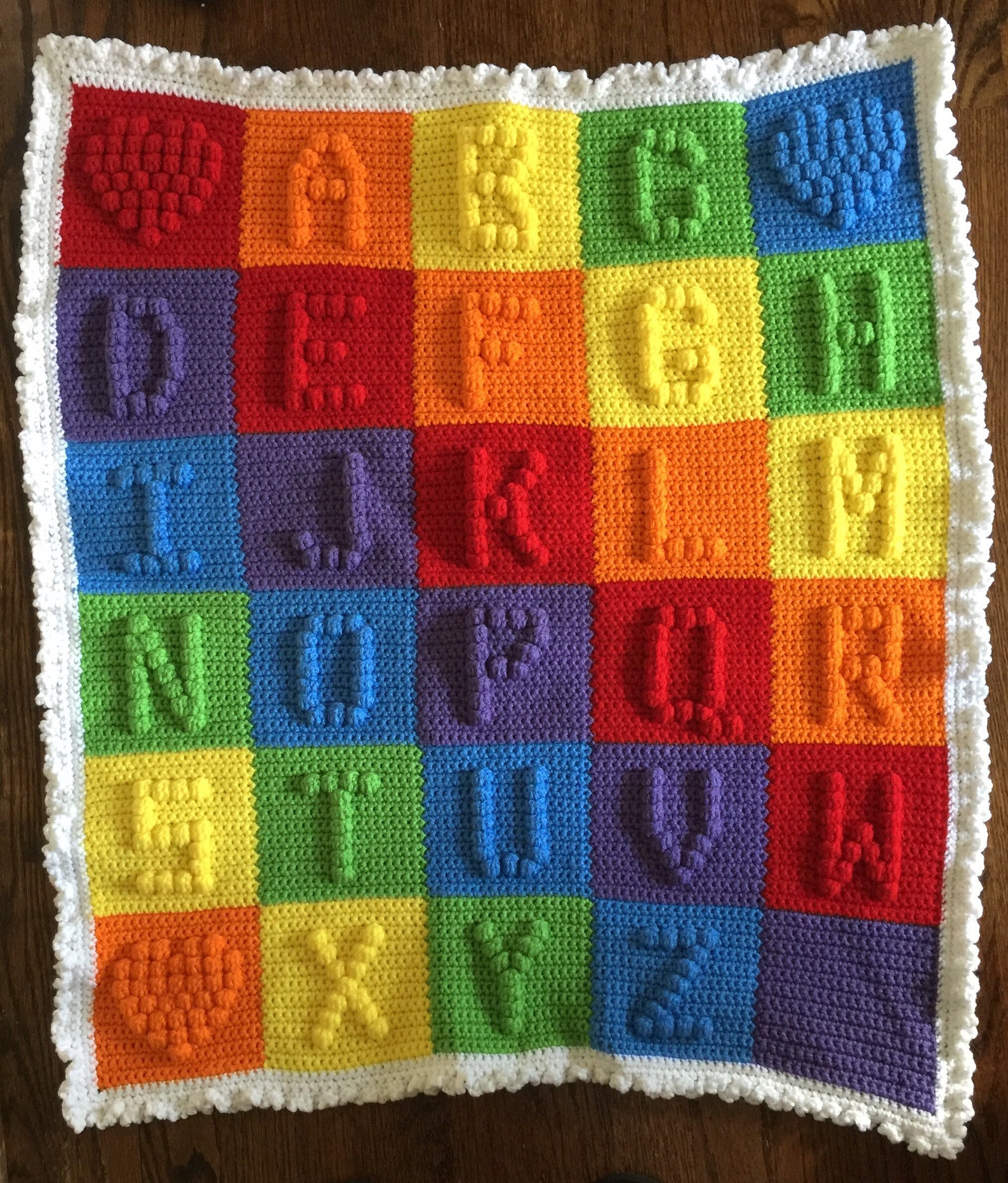 Crochet Alphabet Baby Afghan - Hand Made - Multi-colored and Gender ...