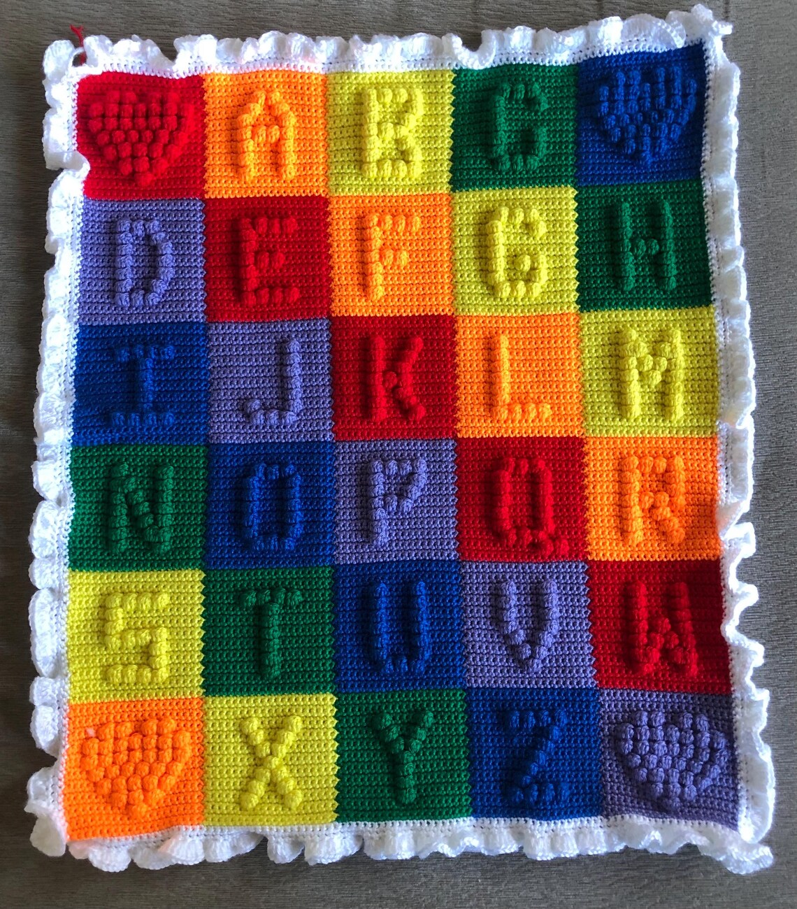 Crochet Alphabet Baby Afghan: Handmade Gender Neutral Nursery Decor - Etsy