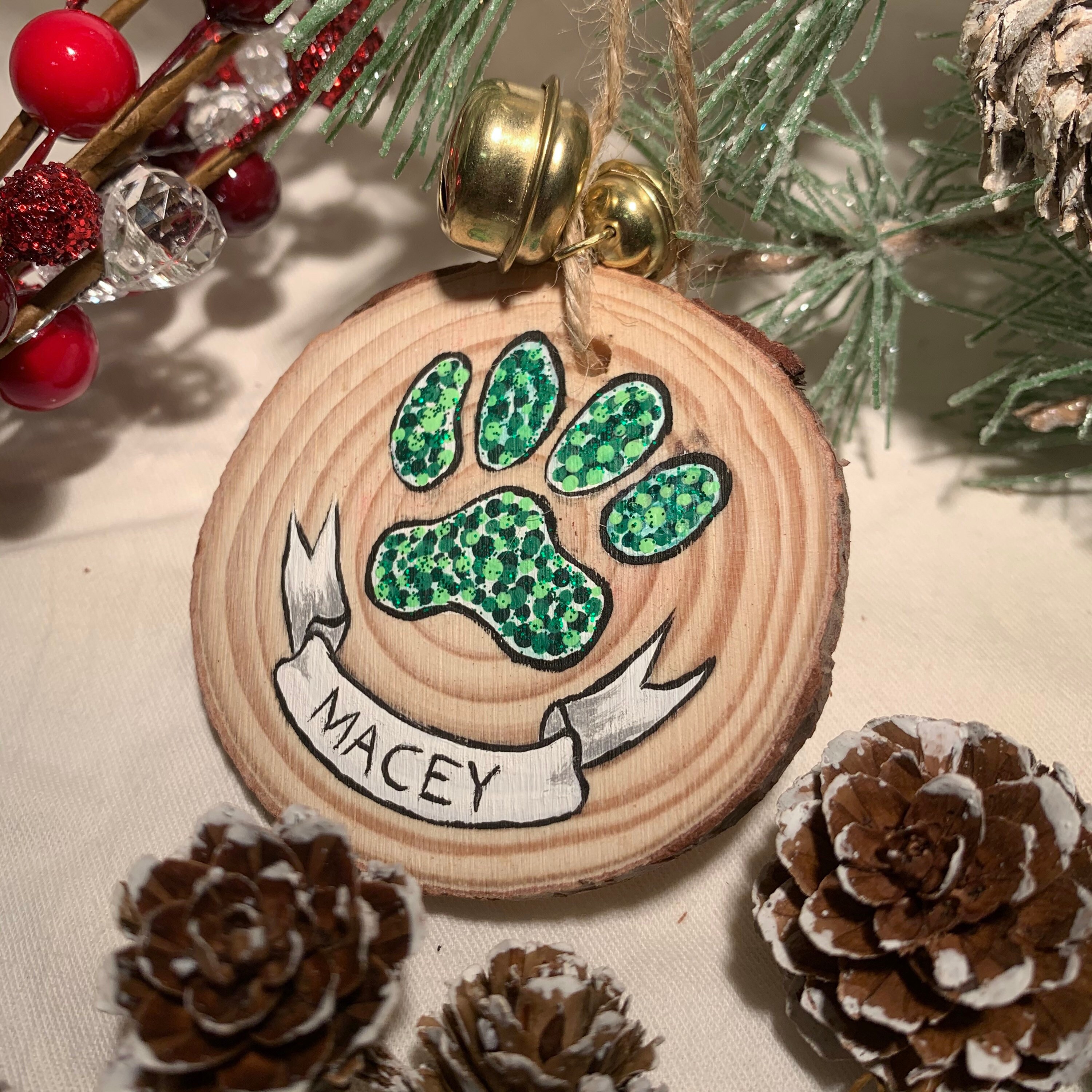 Personalized Rustic Dog Paw Ornament - Etsy