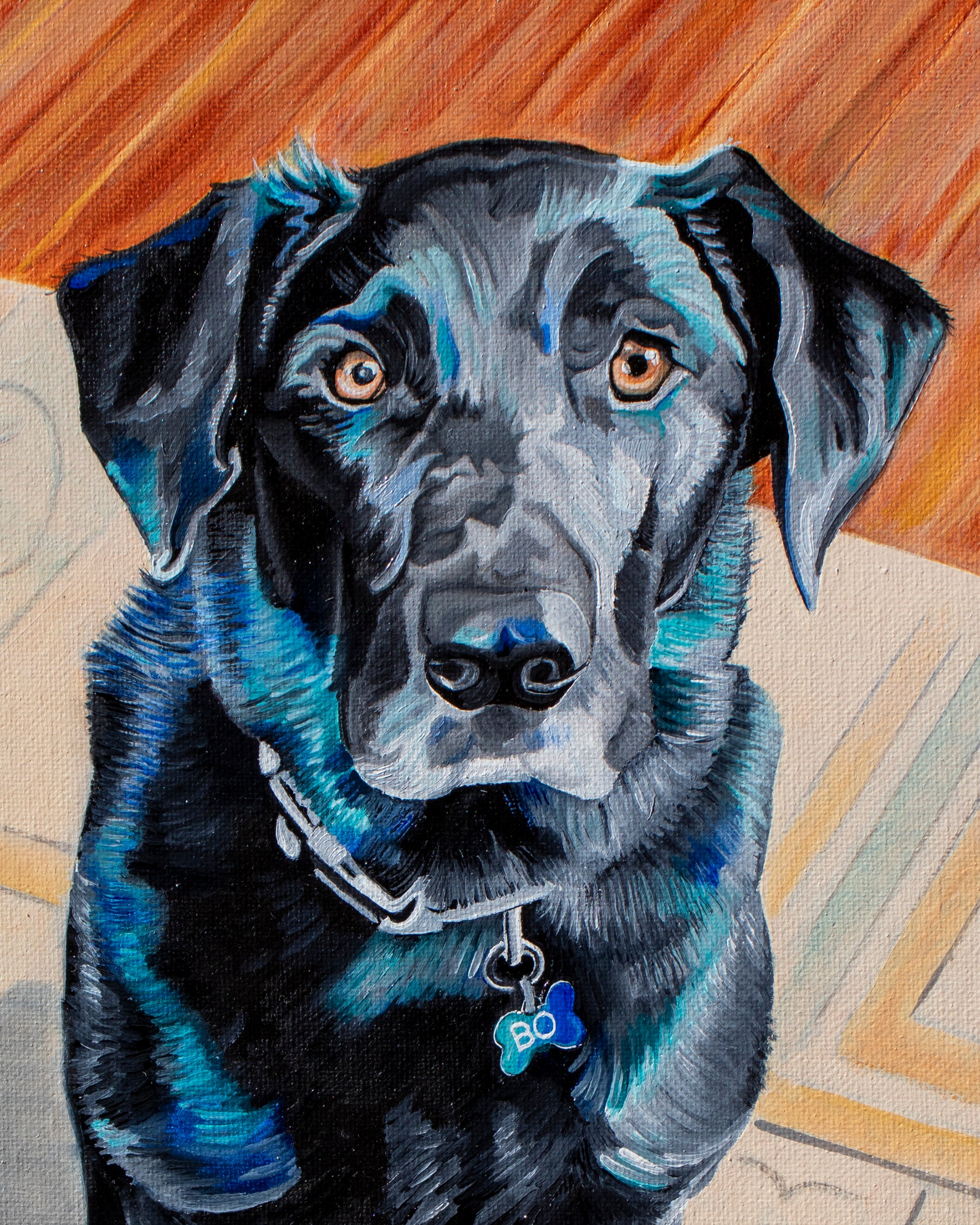 Custom Black Labrador Dog Painting Pet Portrait | Etsy