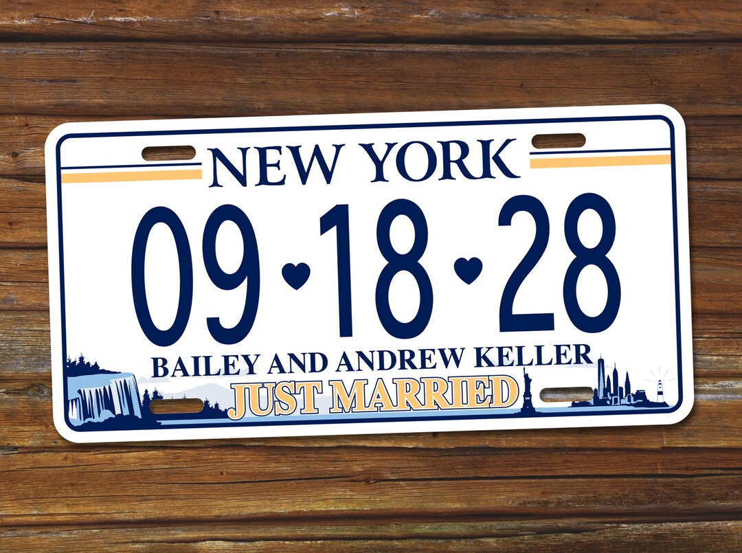 Personalized New York License Plate, Just Married, Mr Mrs, Bride, Groom ...