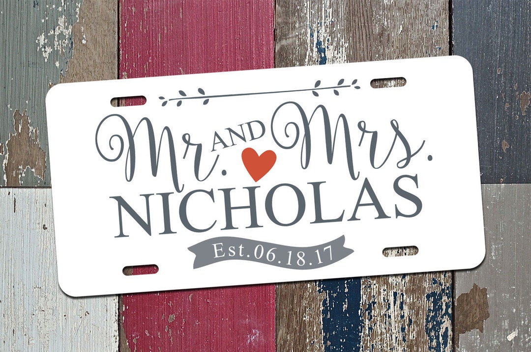 Personalized License Plate, Just Married, Mr Mrs, Bride, Groom ...