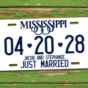 Mississippi Personalized License Plate, Just Married, Mr Mrs, Bride ...
