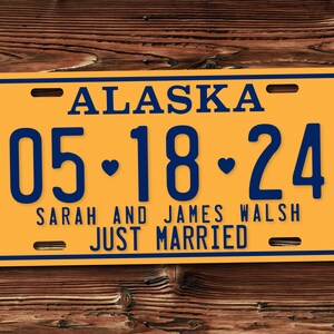 Personalized Alaska License Plate Just Married Mr Mrs - Etsy