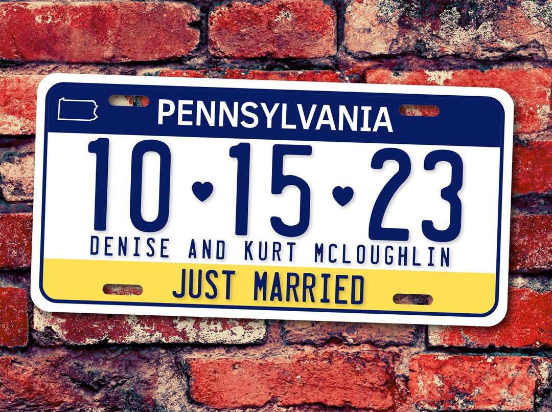Personalized Pennsylvania License Plate, Just Married, Mr Mrs, Bride ...