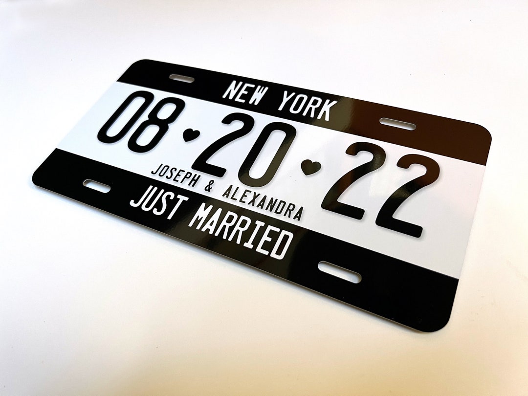 New York License Plate Wedding Car Just Married Wedding Date Sign ...