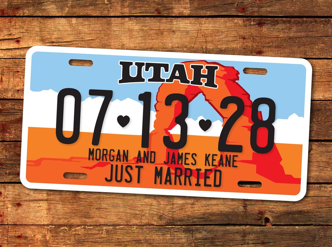 Personalized Utah License Plate, Just Married, Mr Mrs, Bride, Groom ...