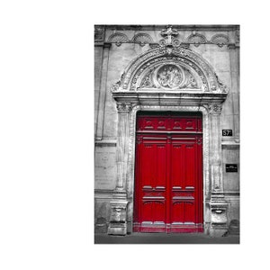 Photograph of Red Door, Paris Print, Door Photography, Gray, Red, Paris ...