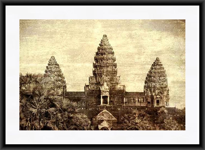 Angkor Wat Print, Cambodia Art Print, Ancient Temple, Rustic Wall Art ...