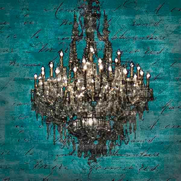 Chandelier Canvas Print, Chandelier Wall Art, Rustic Chic Decor, Blue ...