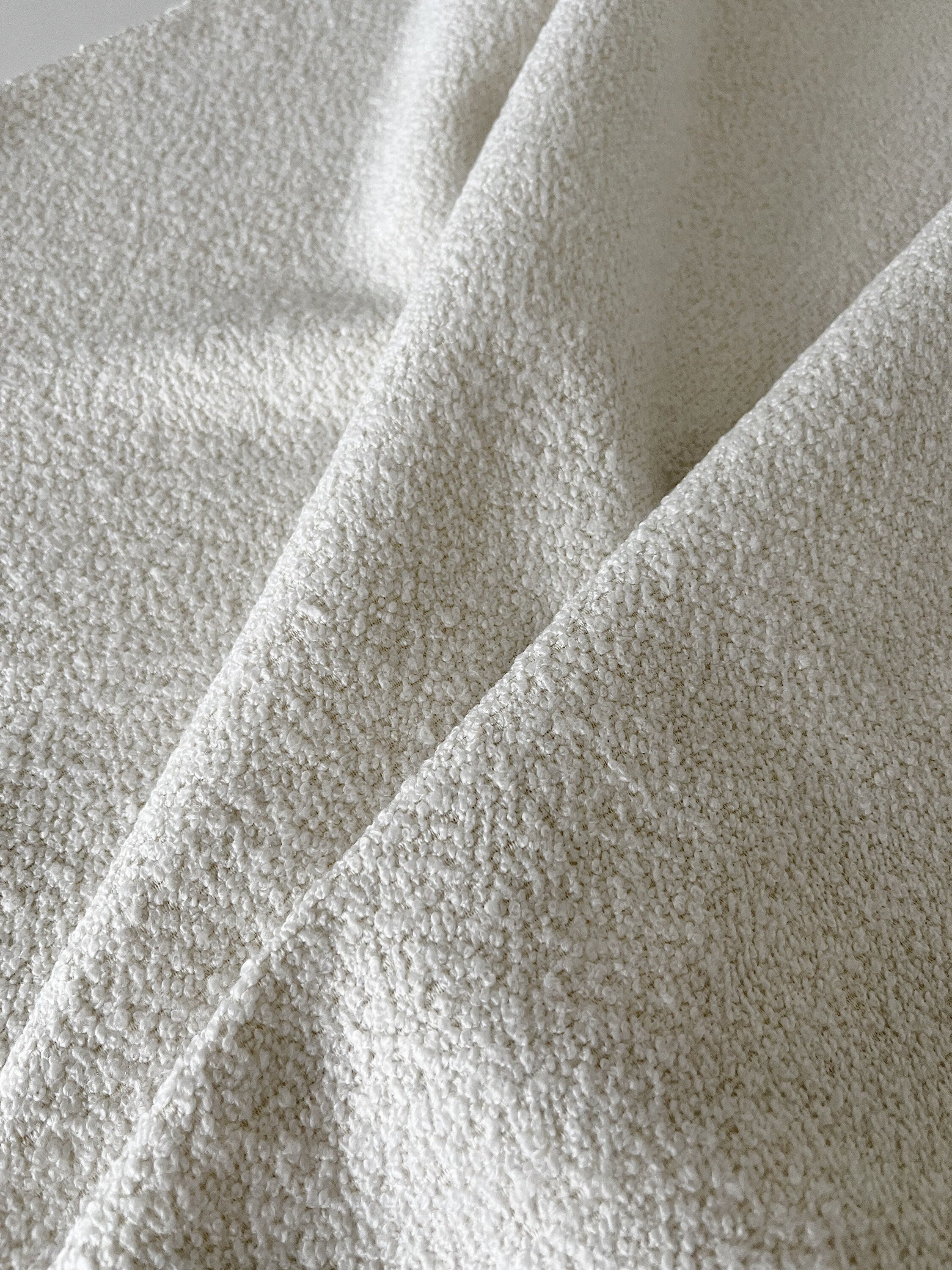 SAMPLE SWATCH Light Weight Bouclé Upholstery Fabric bone Cloud Fabric ...