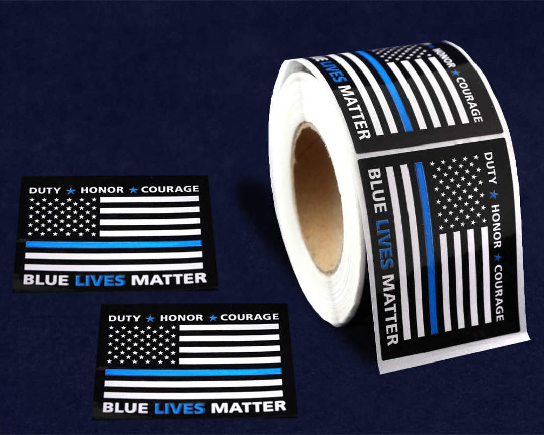 250 Blue Lives Matter American Flag Blue Line Stickers for Police ...