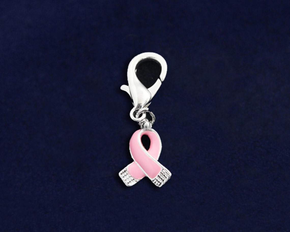 Small Pink Ribbon Hanging Charm - Etsy