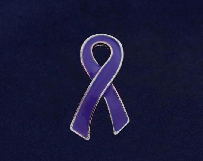 Large Flat Pink purple & Teal Ribbon Pins for Thyroid Cancer - Etsy