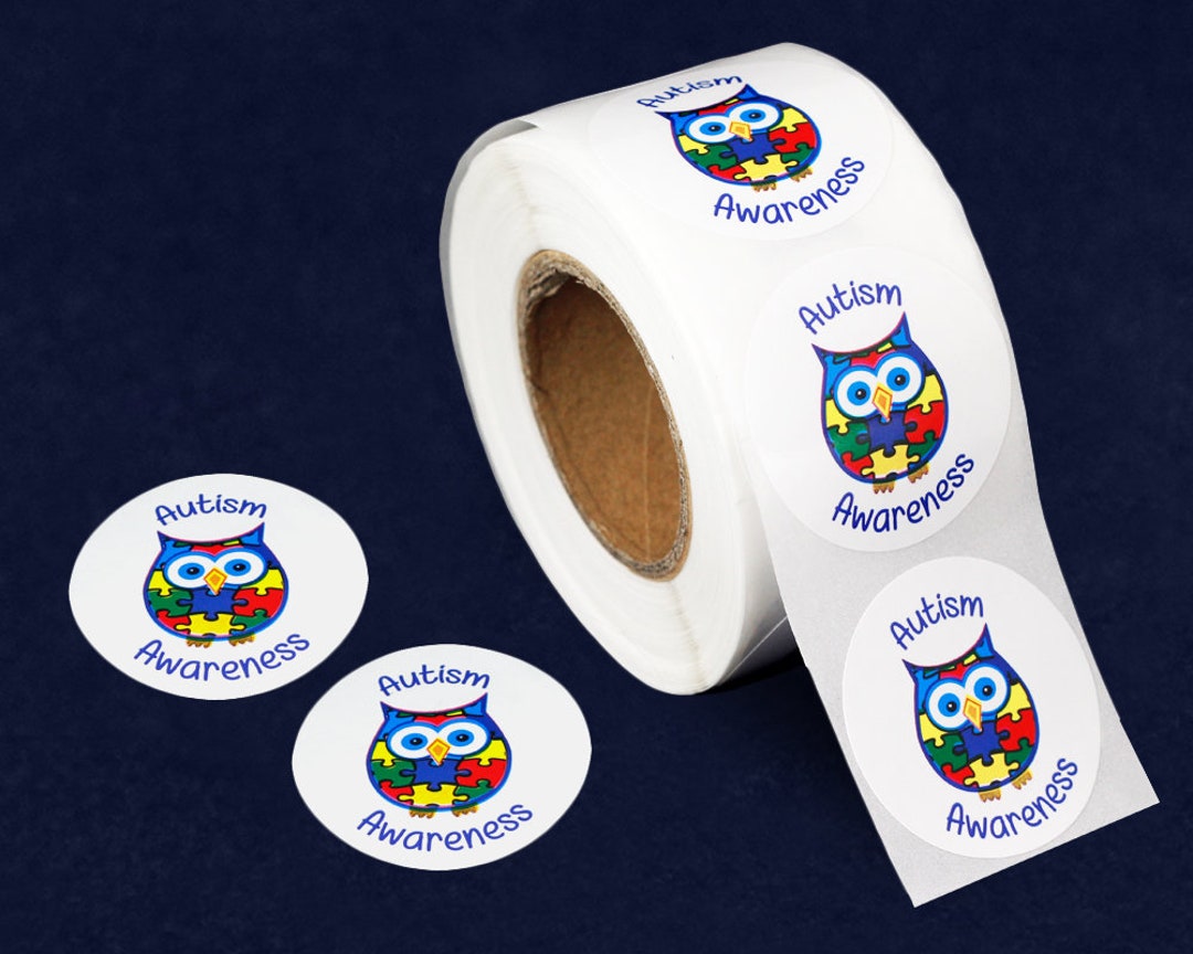 250 Autism Awareness Puzzle Owl Stickers for Fundraising Events ...
