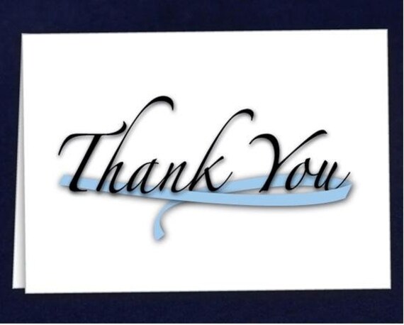 Large Light Blue Ribbon Thank You Cards | Etsy