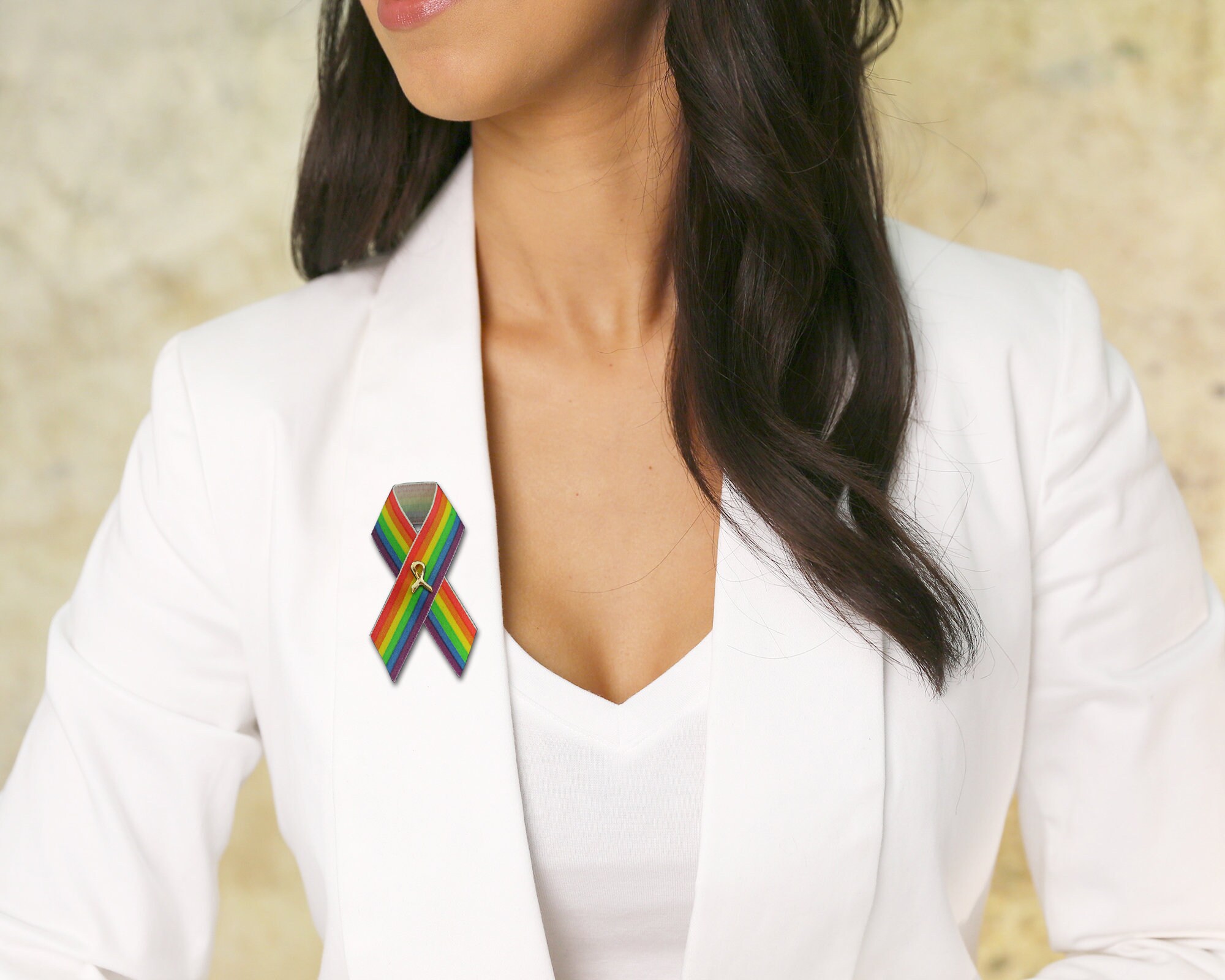 Satin Rainbow Striped Ribbon Pins Inexpensive Gay Pride Pins - Etsy