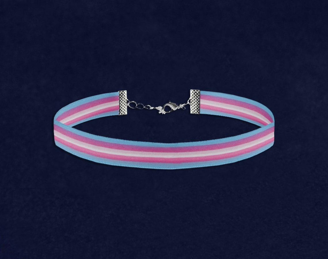 Transgender Flag Striped Choker Necklace With Extender Perfect - Etsy