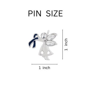 Angel Colon Cancer Blue Ribbon Pins, Colon Cancer Awareness Lapel Pins ...