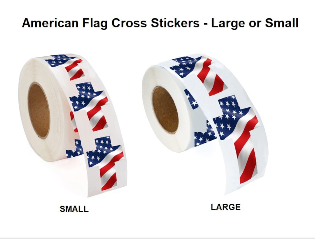 American Flag Cross Shaped Stickers large or Small, American Flag ...