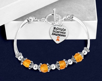 Multiple Sclerosis Awareness Bangle Orange Ribbon Bracelets - Etsy