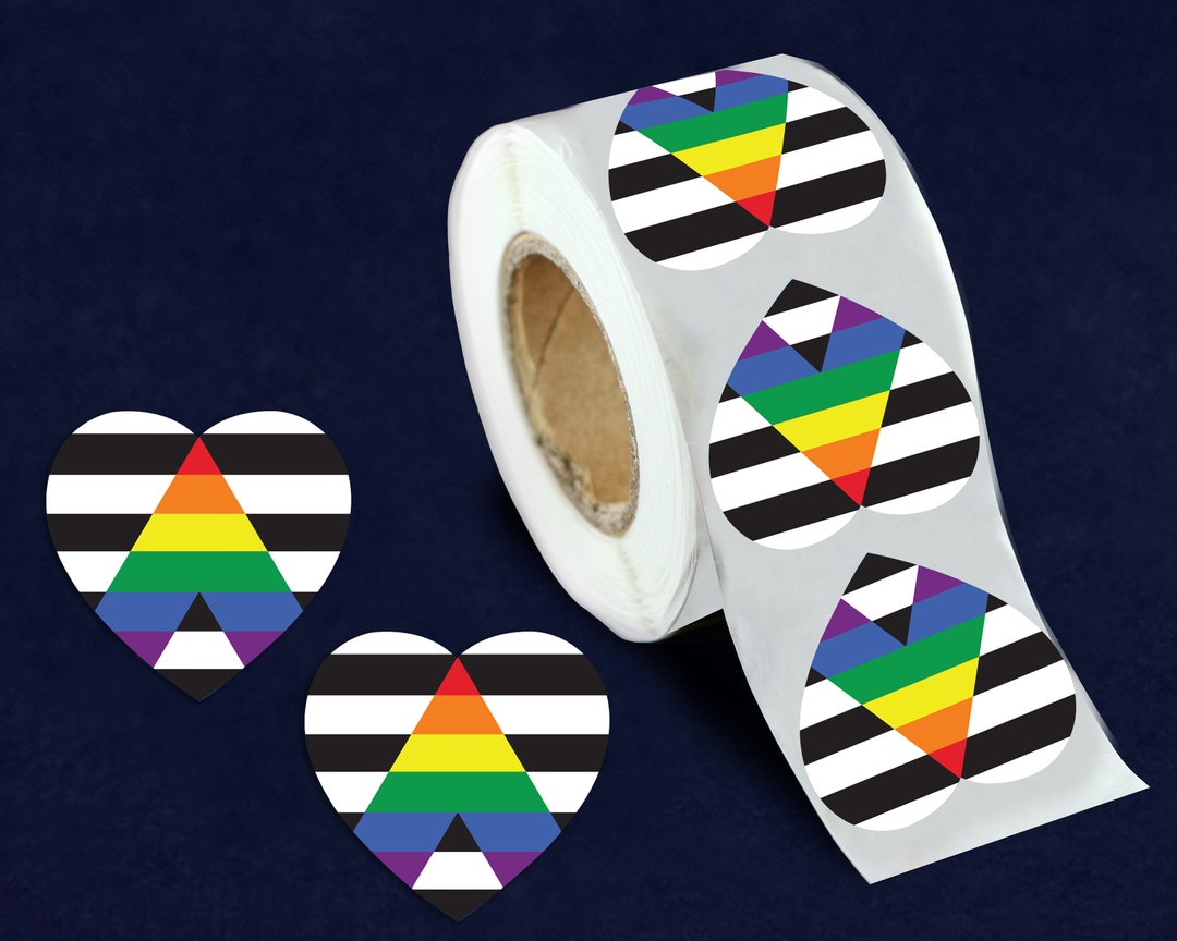 250 Straight Ally Allies Flag Heart Stickers for PRIDE Parades, LGBTQ ...