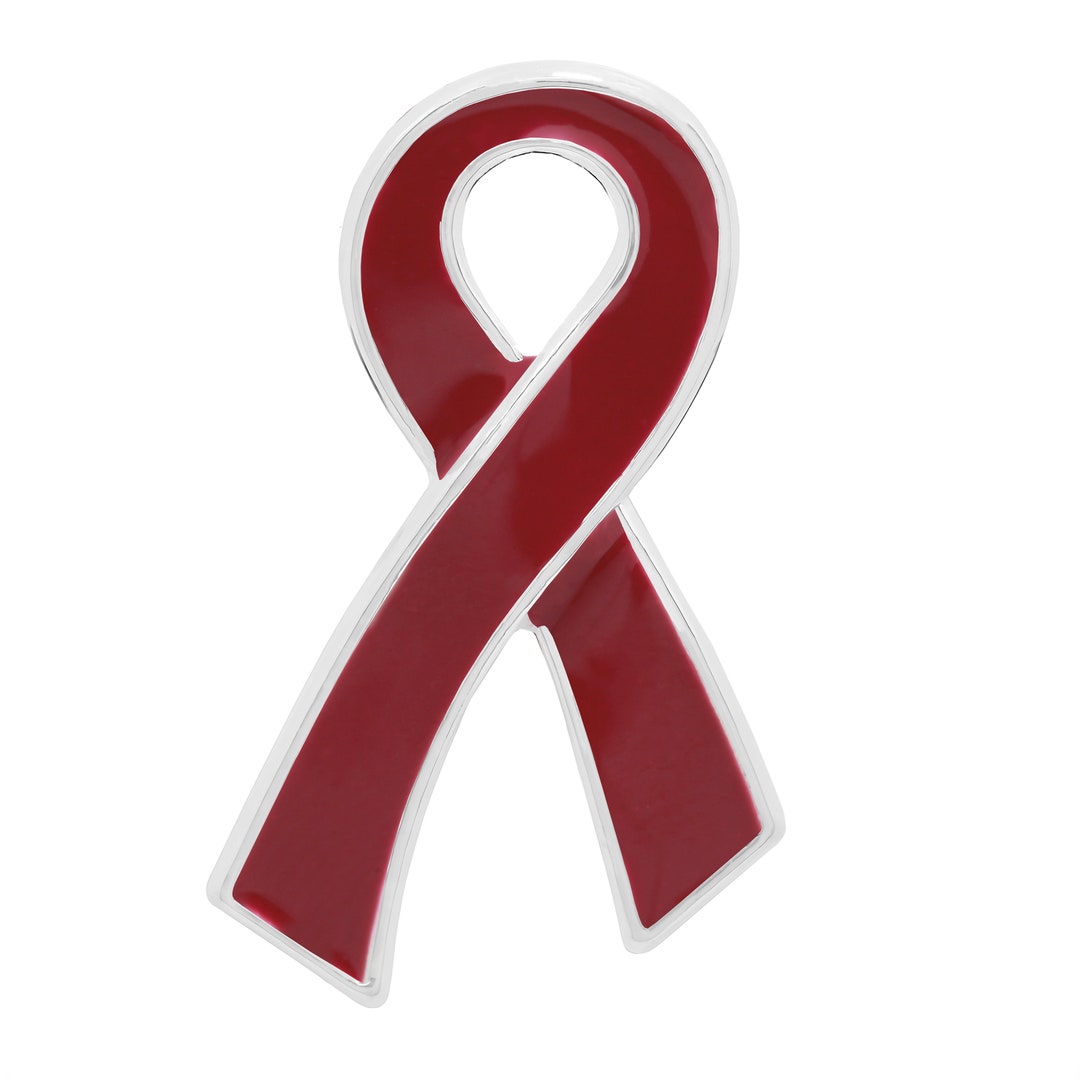 Burgundy Ribbon Pins for Multiple Myeloma, Meningitis, Sickle Cell ...