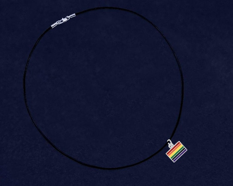 Rainbow Pride Rectangle LGBTQ Black Cord Necklaces - Etsy